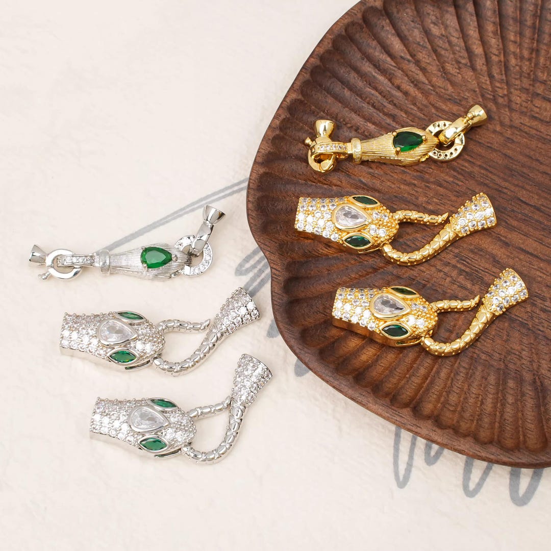 18k Snake-head Coin Clasp, Snake-tail Clasp, DIY Bracelet Necklace ...