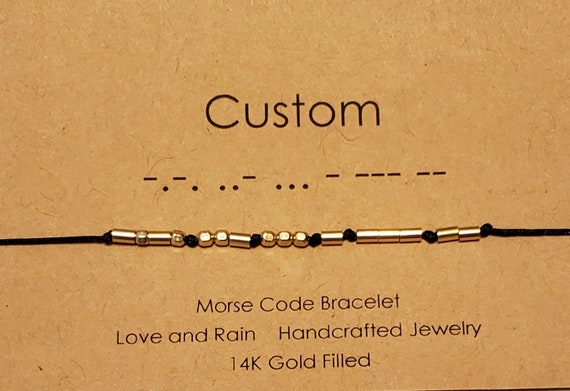 Morse Code Bracelet 14k Gold Filled Custom Choose Name Word or | Etsy
