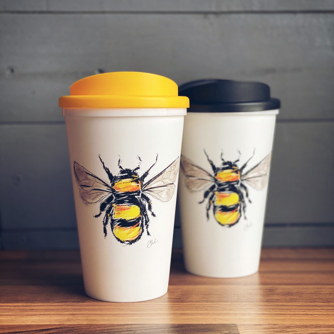 Bee Travel Mug: Double-walled Thermal Tumbler With Lid - Etsy UK