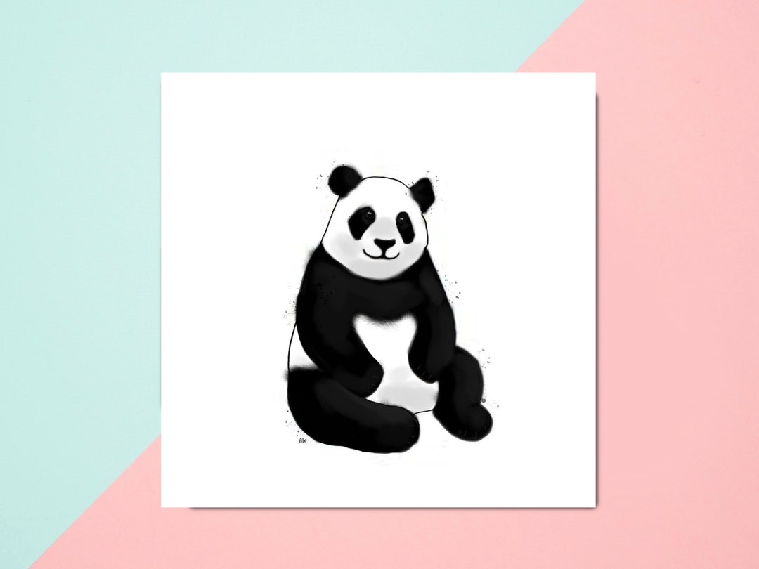 Panda Card // Panda Birthday Card // Panda Art // Panda Print // Animal ...