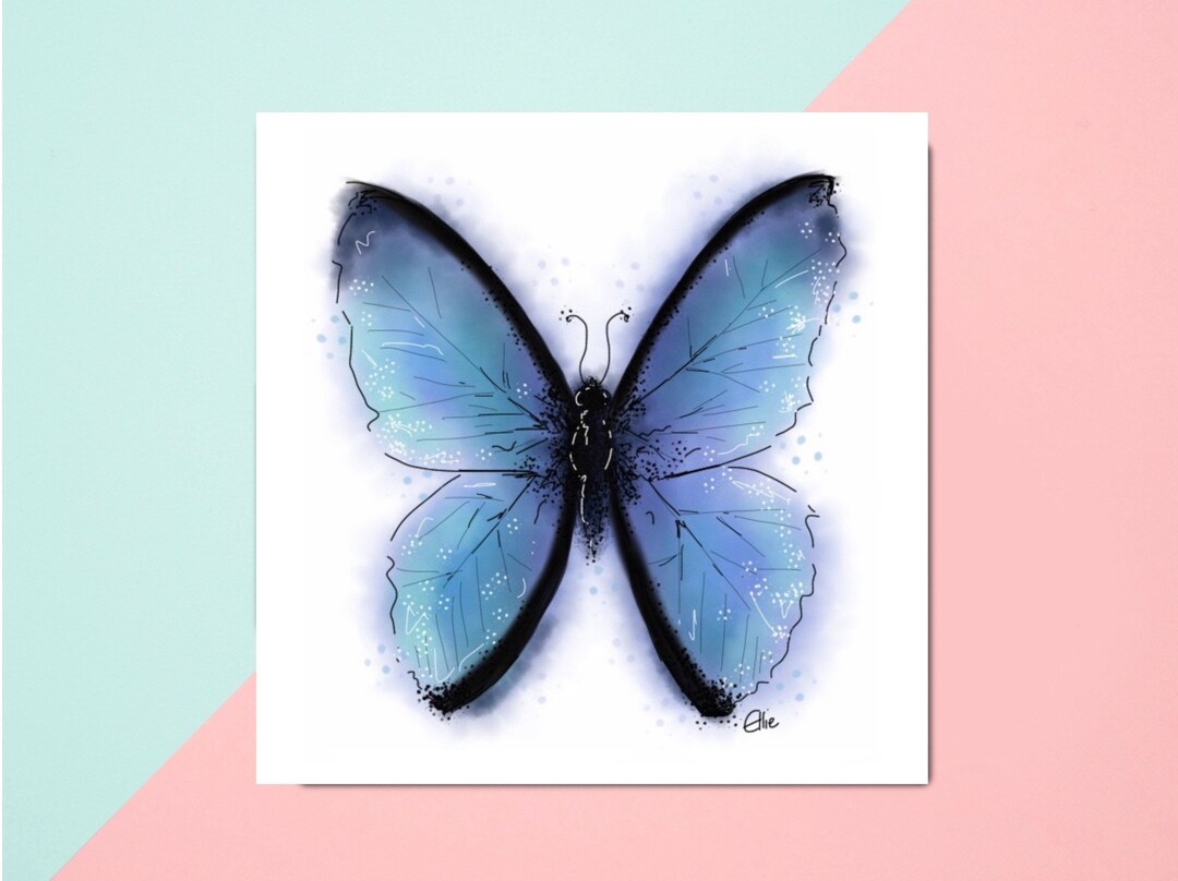Blue Butterfly Card // Butterfly Birthday Card // Butterfly - Etsy