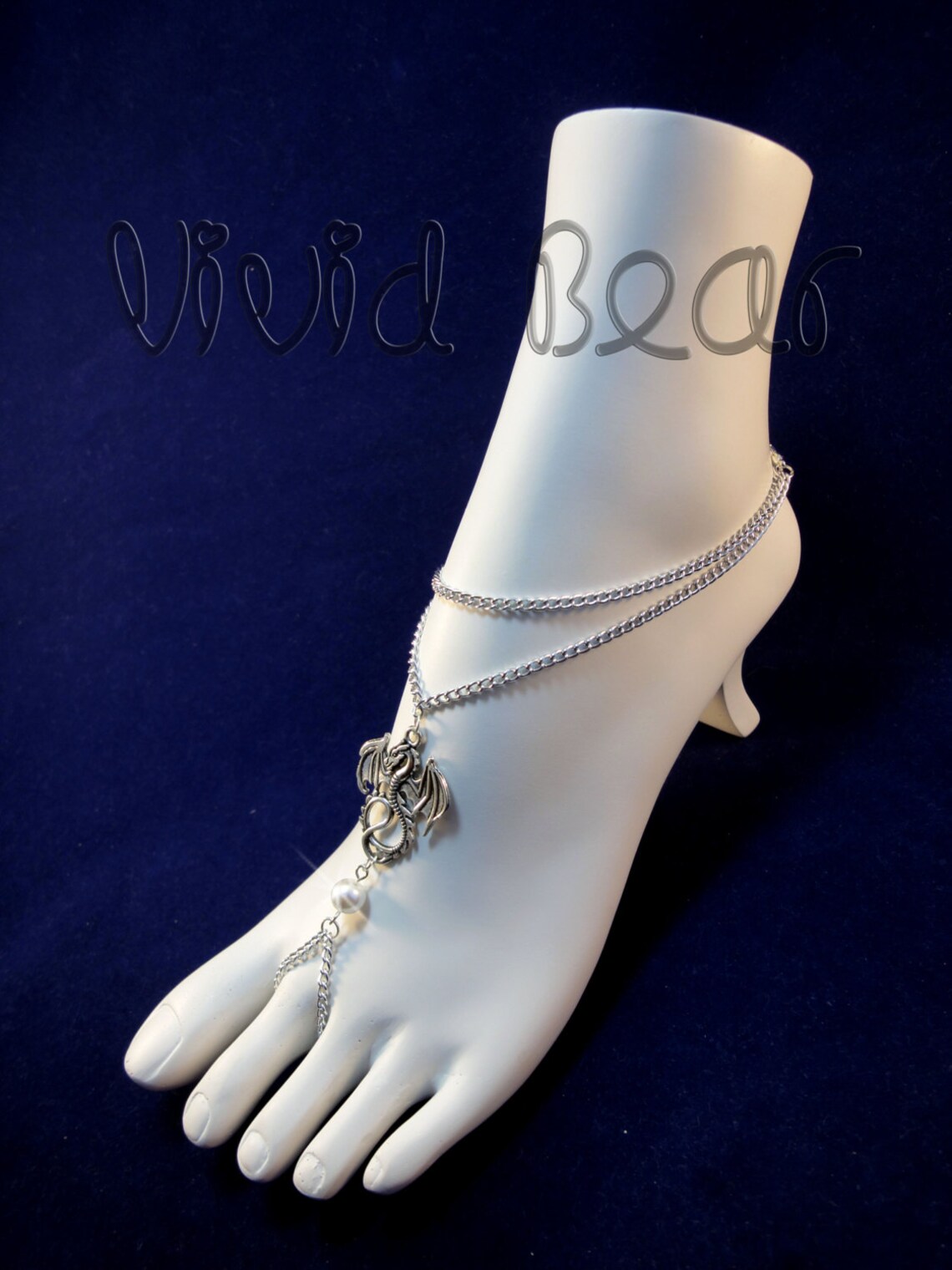 Dragon Barefoot Sandals. Silver Chain Foot Jewelry. Dragon | Etsy