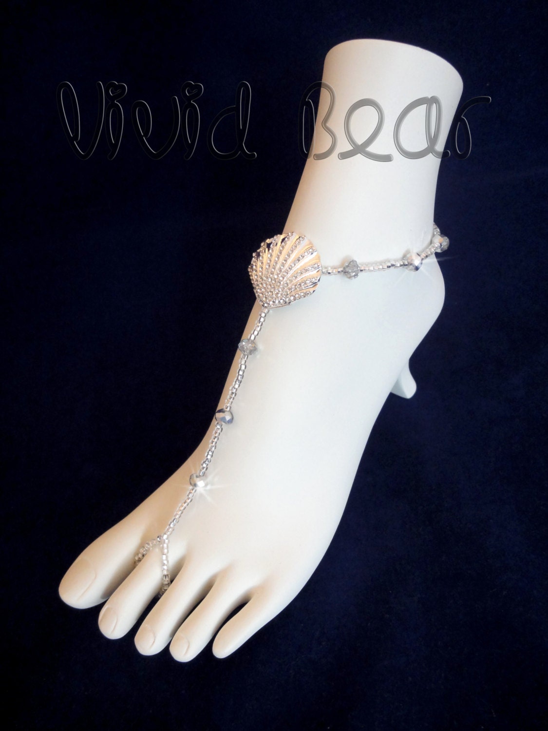 Seashell Barefoot Sandals. Silver Foot Jewelry. Rhinestone - Etsy