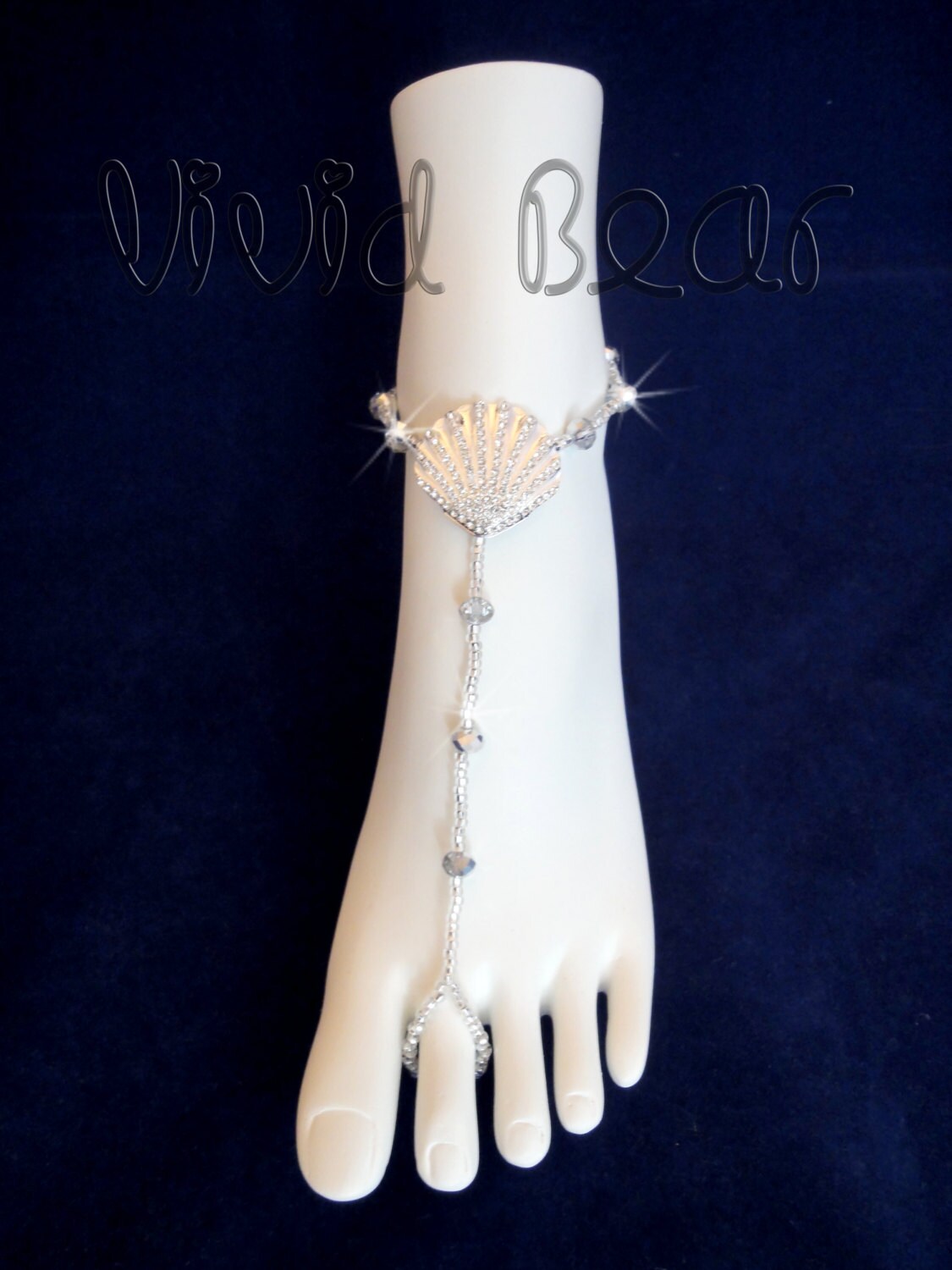 Seashell Barefoot Sandals. Silver Foot Jewelry. Rhinestone - Etsy