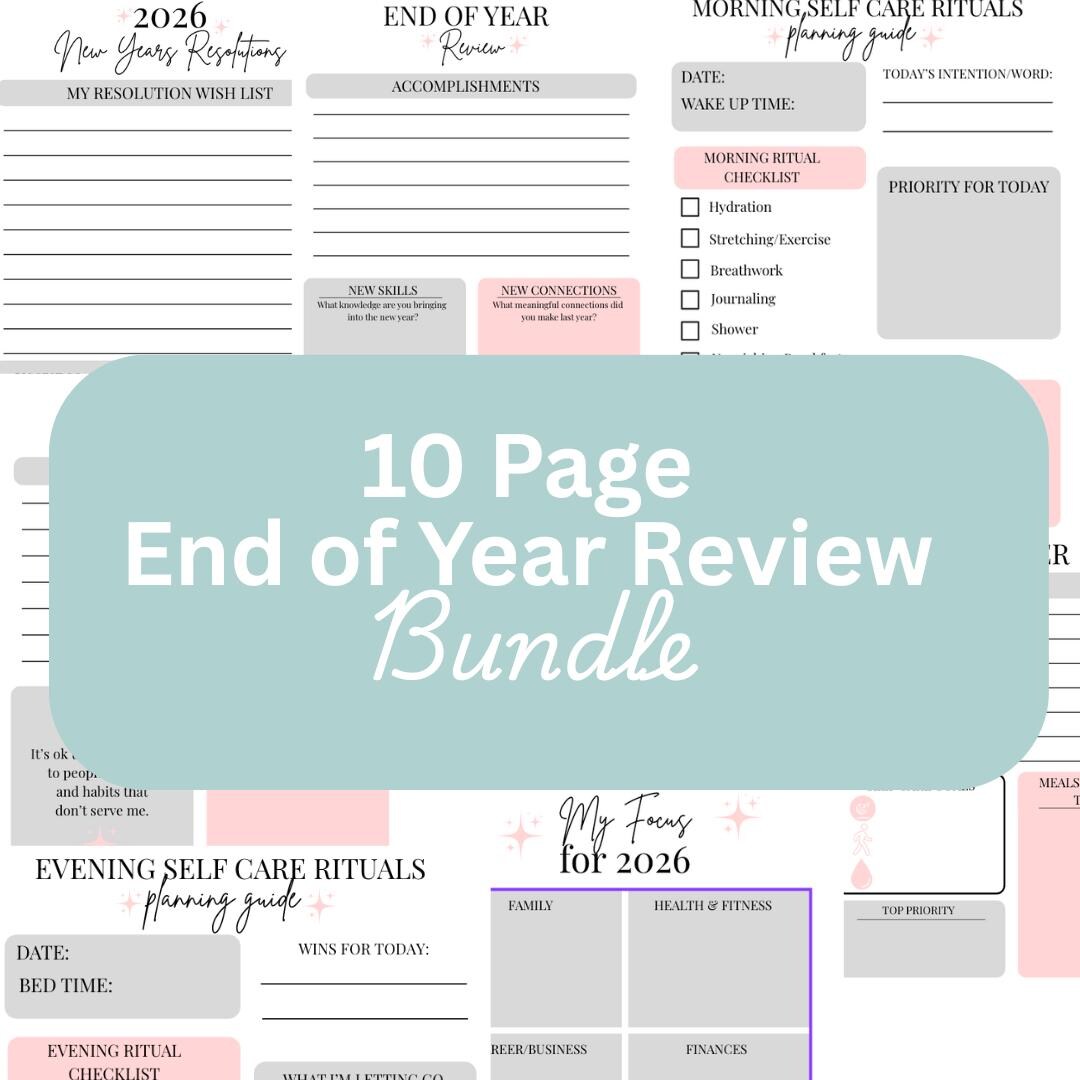 End of Year Review . 2025-2026 New Years Resolution Printable Canva ...