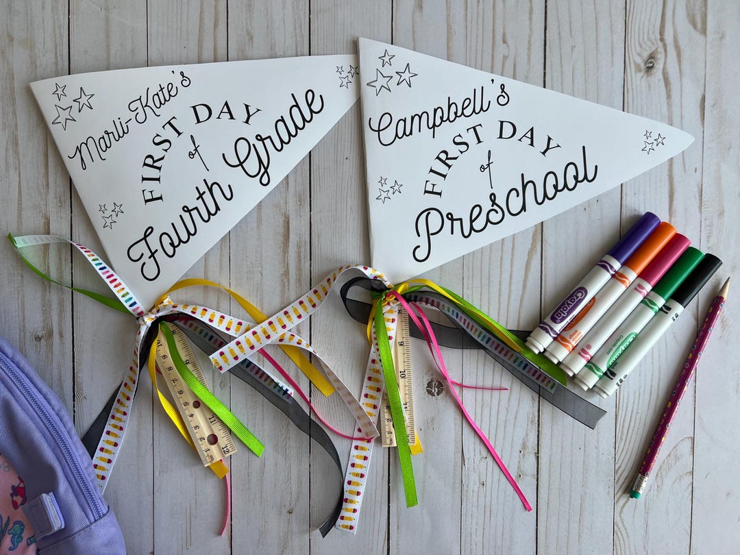 Printable Editable First Day of School Pennant Flag Printable Last Day ...