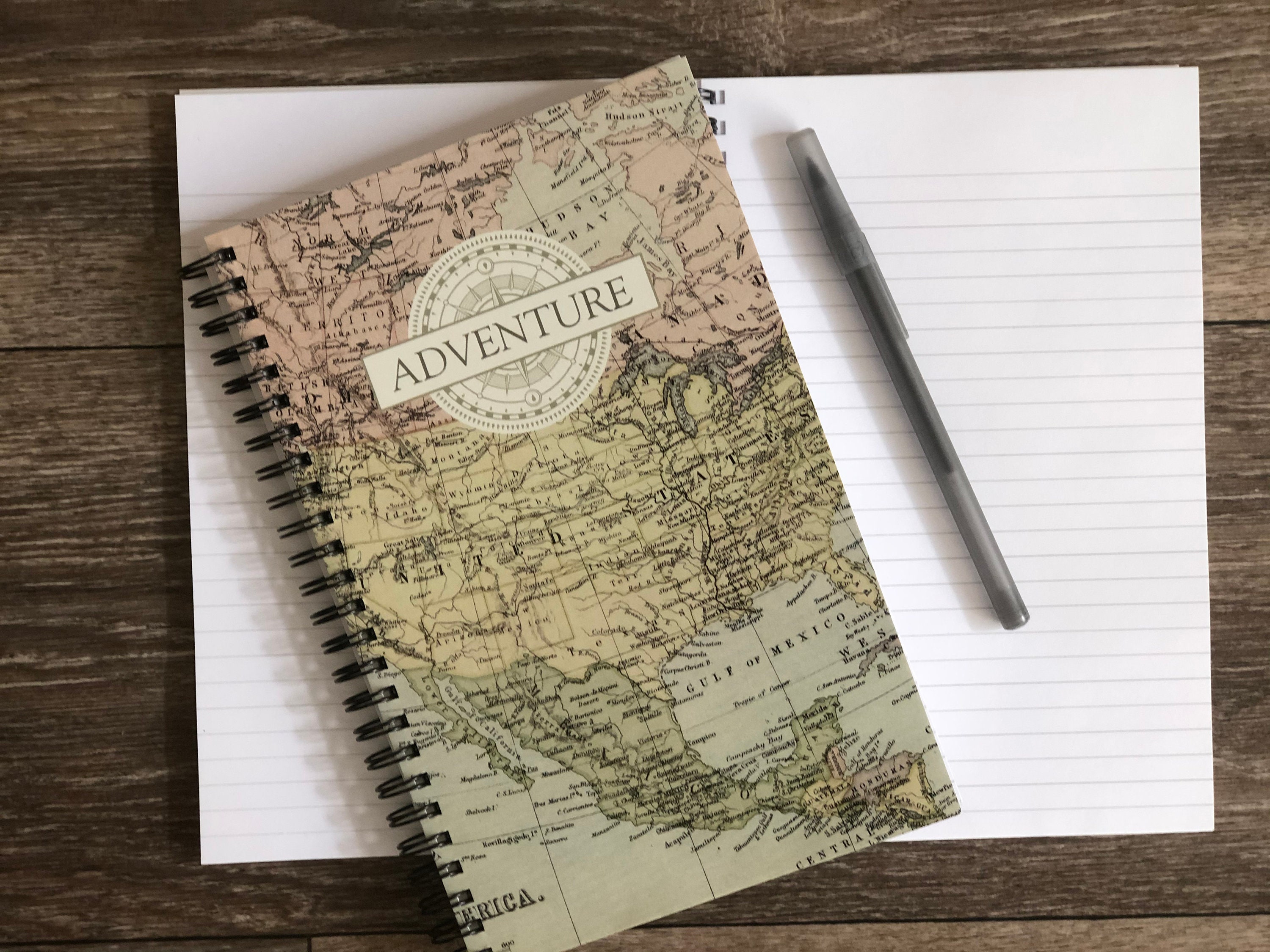Travel Journal Adventure Notebook. US Map Spiral Notebook | Etsy