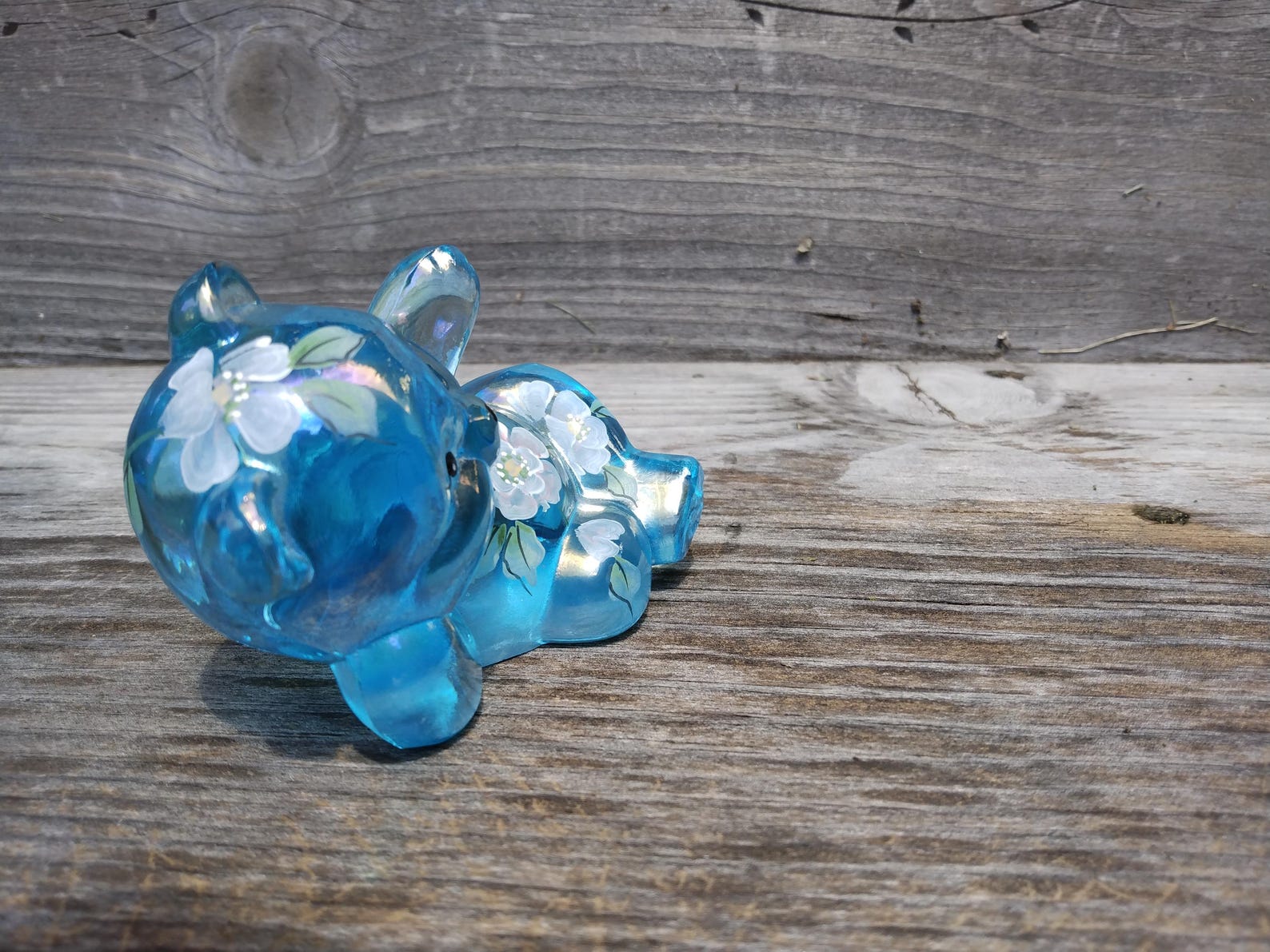 Fenton Iridescent Blue Bear Reclining Hand Painted Signed S Hart. - Etsy