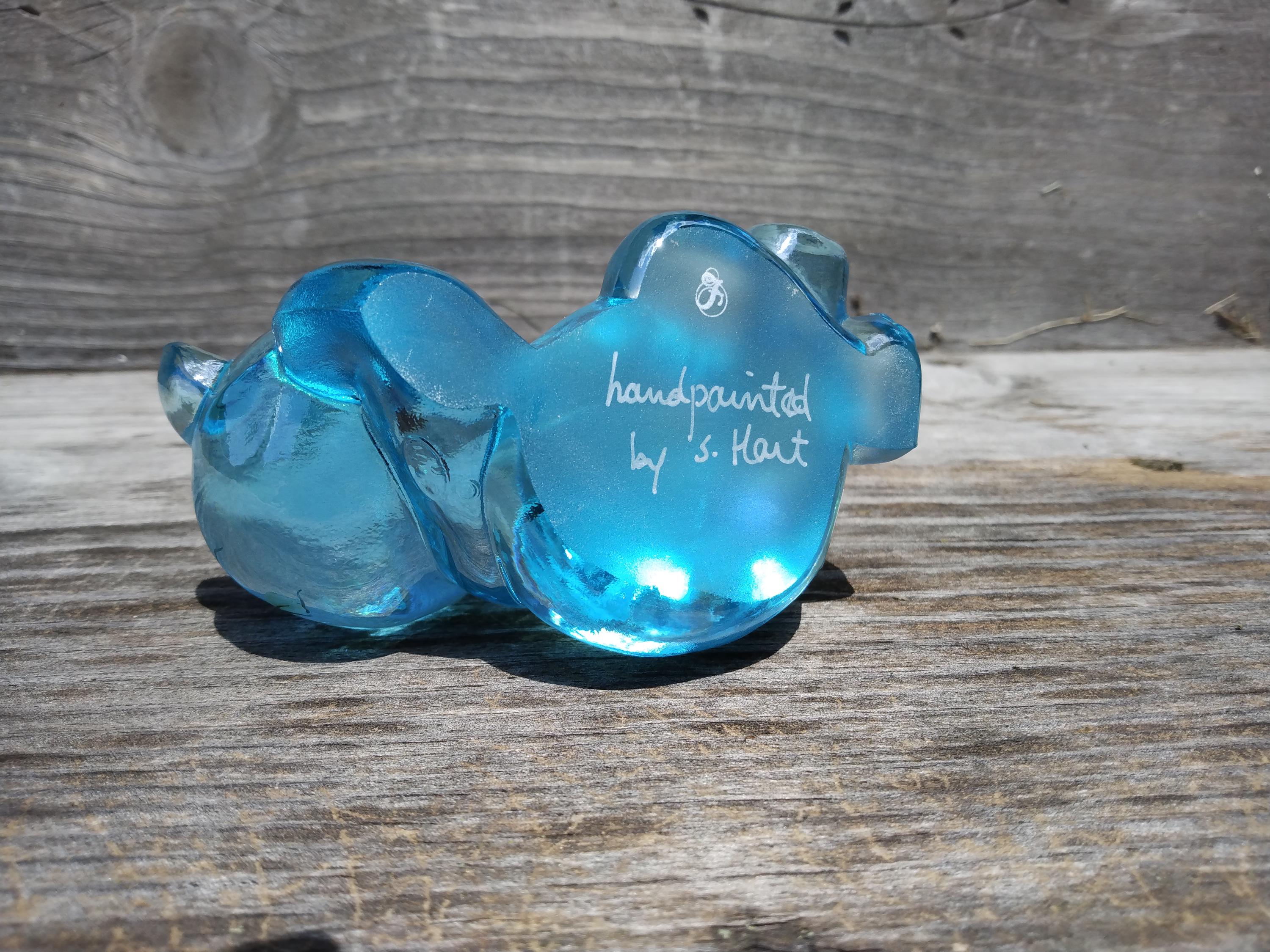 Fenton Iridescent Blue Bear Reclining Hand Painted Signed S Hart. - Etsy