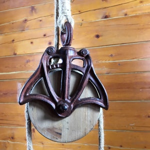 Rustic Farmhouse Pulley Lighting, Pendant Light With Antique Pulley for ...