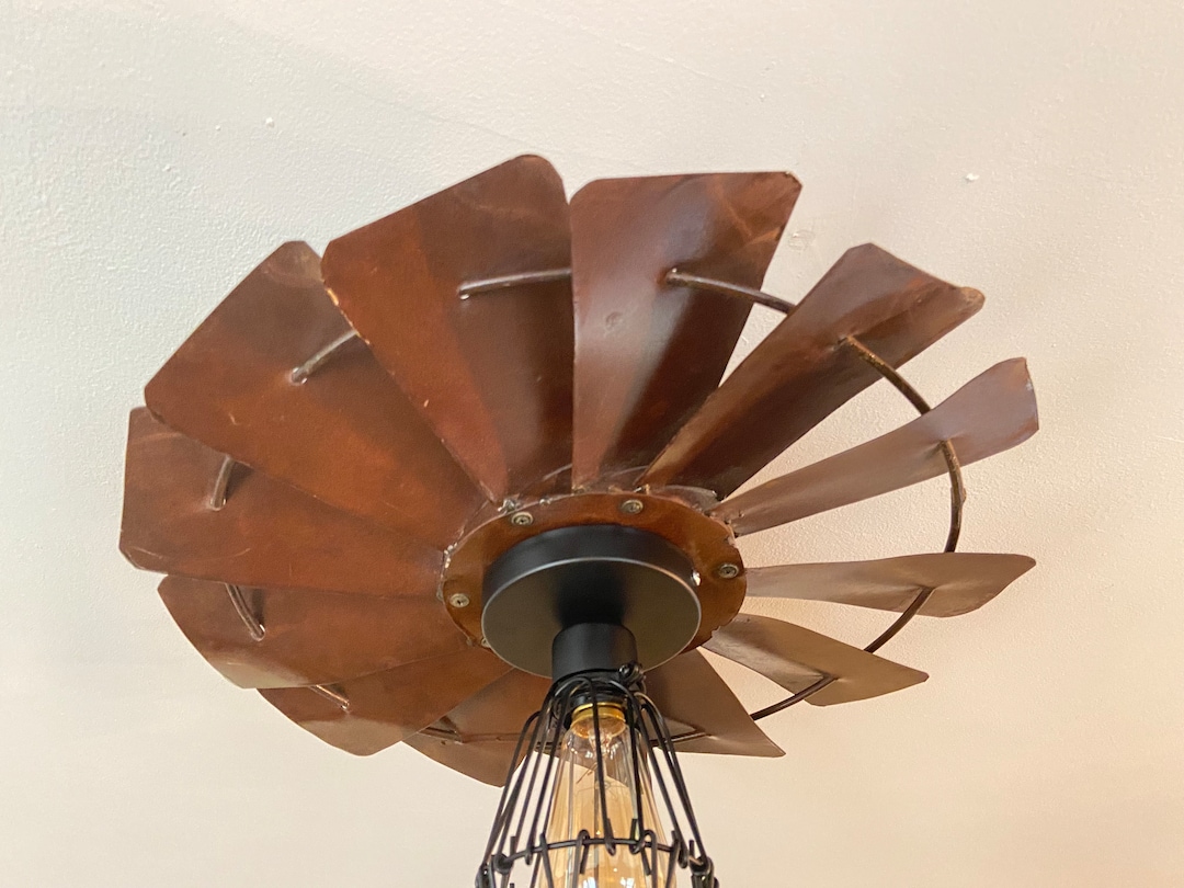 Rustic Farmhouse Windmill Flush Mount Light Fixture. Create a Warm Cozy ...