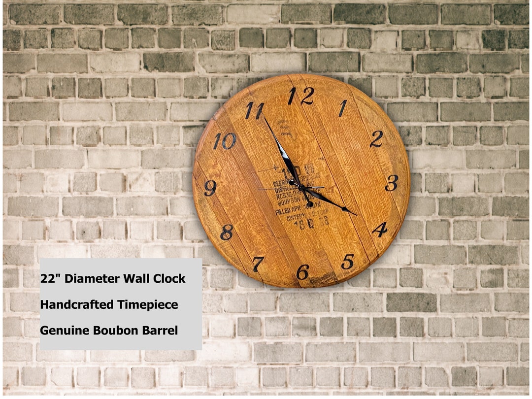 Whiskey Barrel Wall Clock, Genuine Bourbon Barrel Lid Used to Create ...
