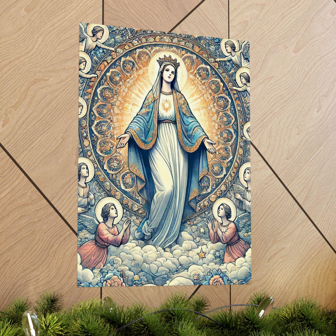 Assumption of the Blessed Virgin Mary Poster, Religious Wall Art ...