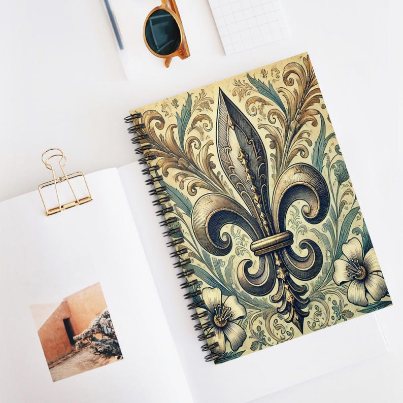 Vintage Fleur-de-lis Spiral Notebook - Etsy