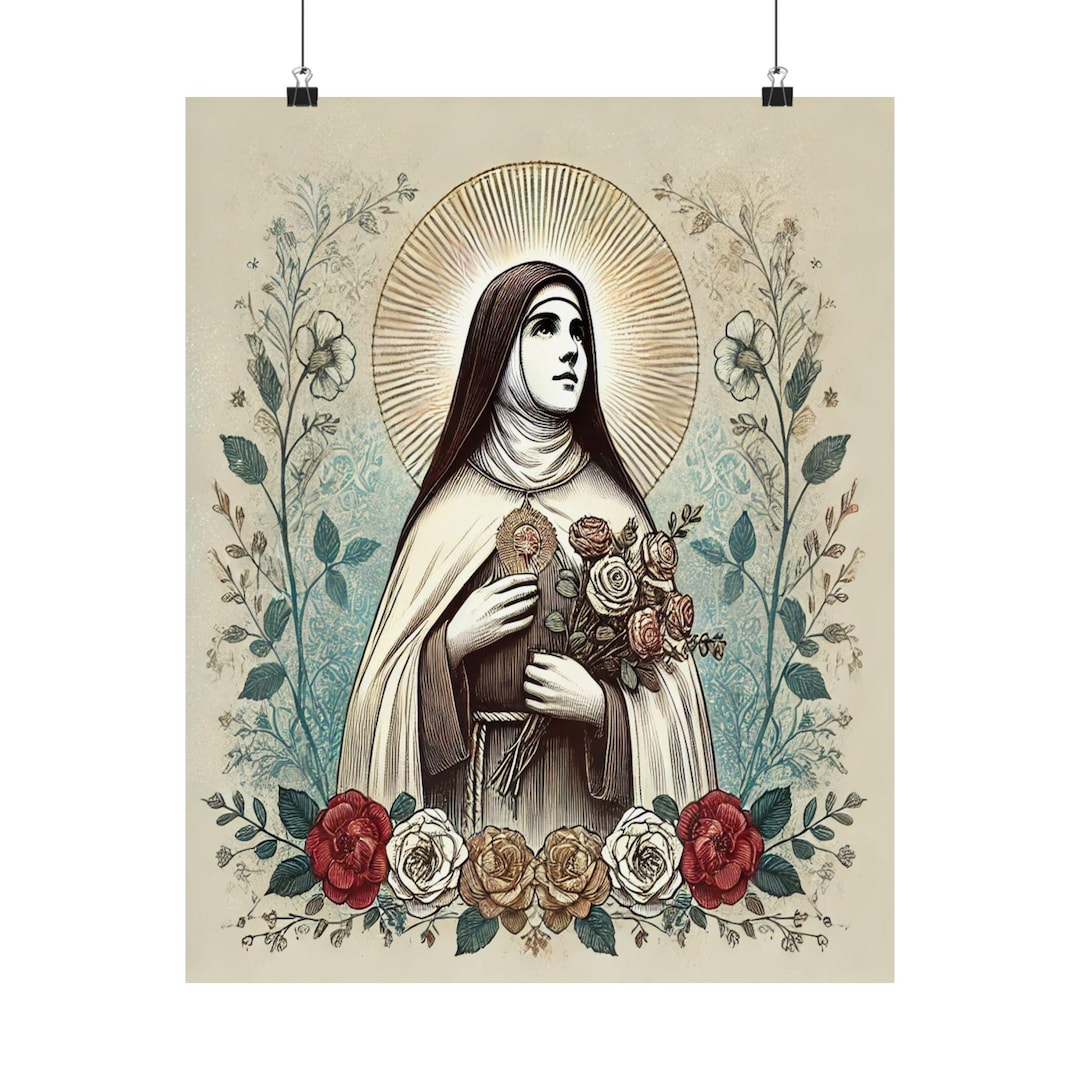 St. Thérèse of Lisieux Vintage Floral Art Poster - Etsy