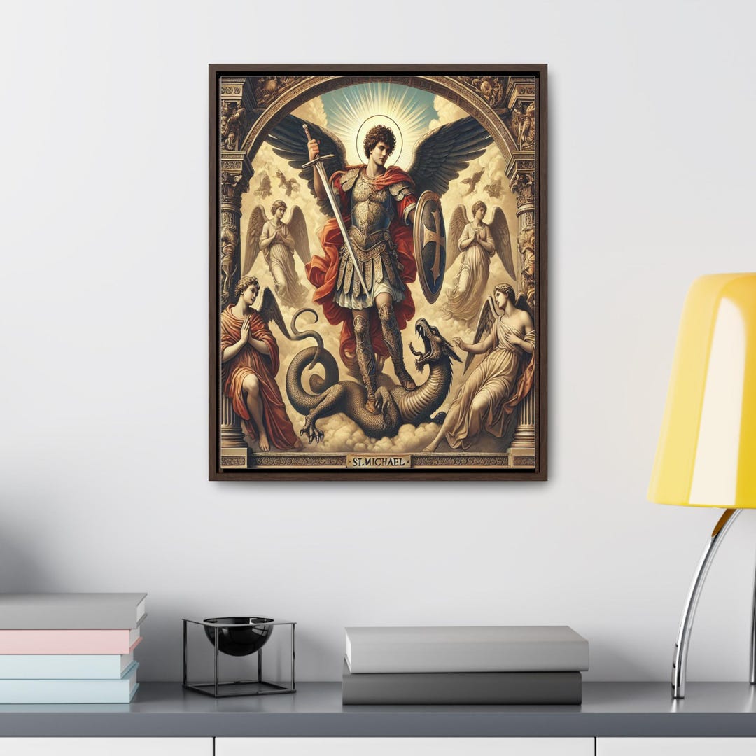St. Michael the Archangel Framed Canvas, Gallery Canvas Wraps, Vertical ...