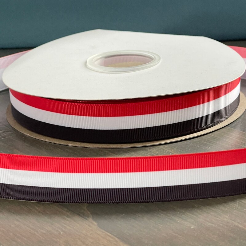 Red and White Stripe Ribbon - Etsy