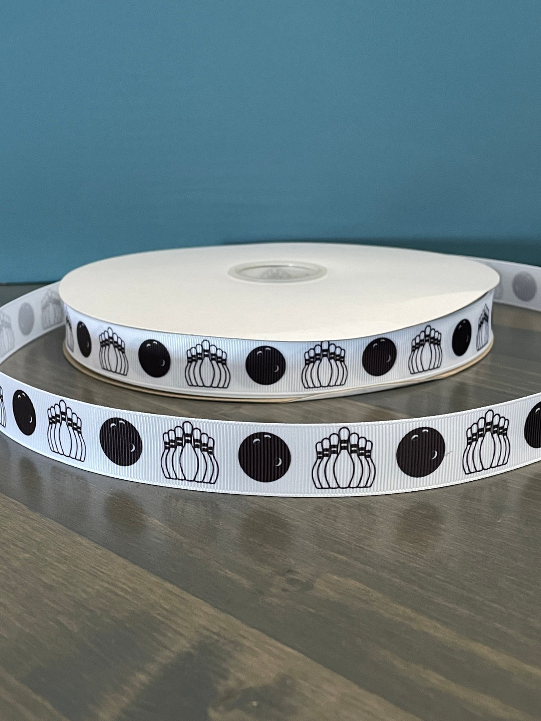 Bowling Ribbon, 7/8" Grosgrain Ribbon, Bowling Ball and Bowling Pins - Etsy