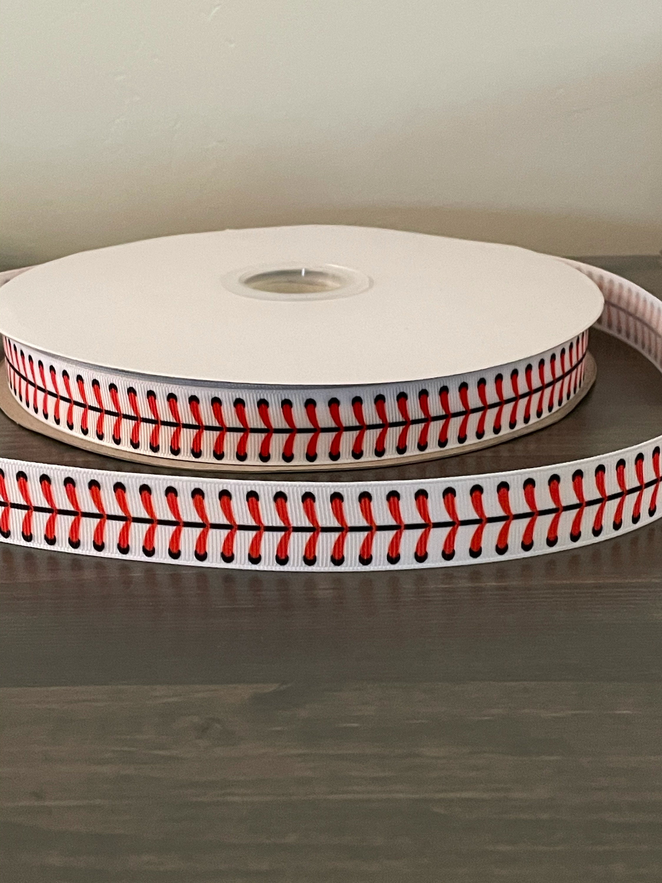 Baseball ribbon 7/8 grosgrain ribbon with baseball seam | Etsy