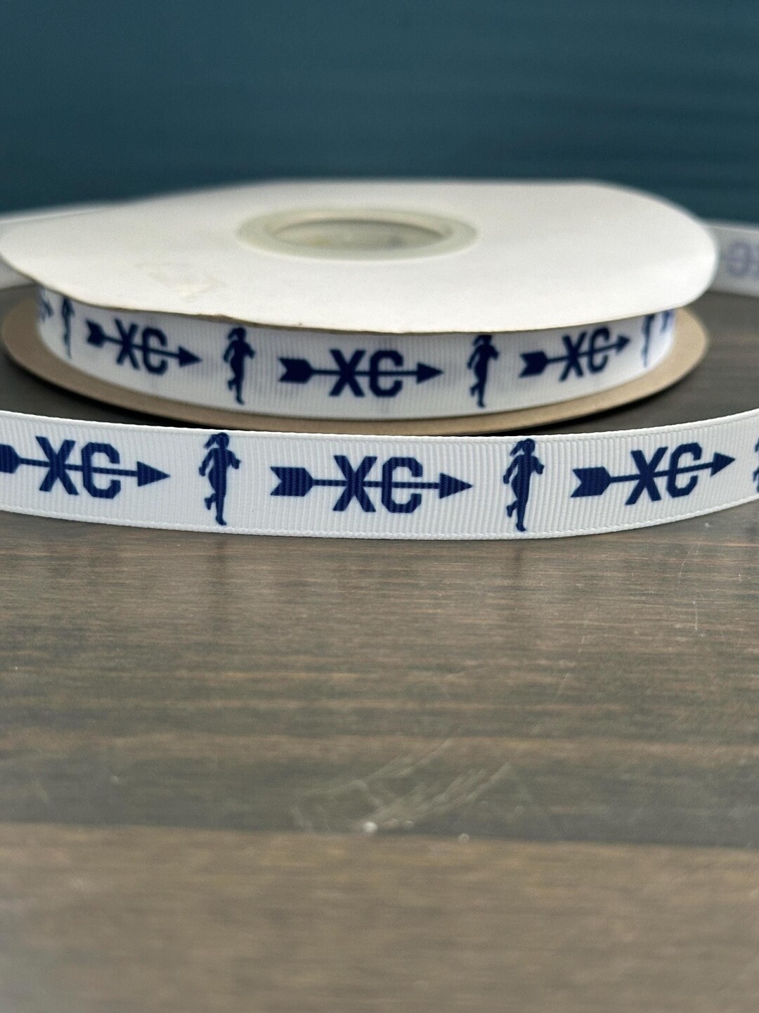 5/8" XC Ribbon in Navy Blue and White, Cross Country Grosgrain Ribbon ...