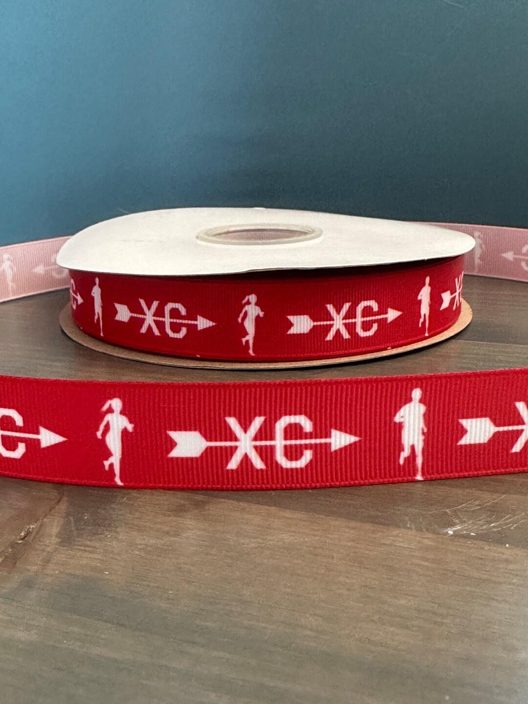 XC Boy and Girl Ribbon - Cross Country Ribbon in Red and White, 7/8 ...