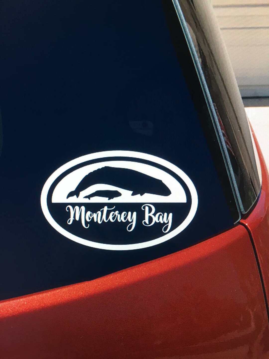 Monterey Bay Vinyl Car Window Sticker, Monterey Bay, CA Decal, Whale ...