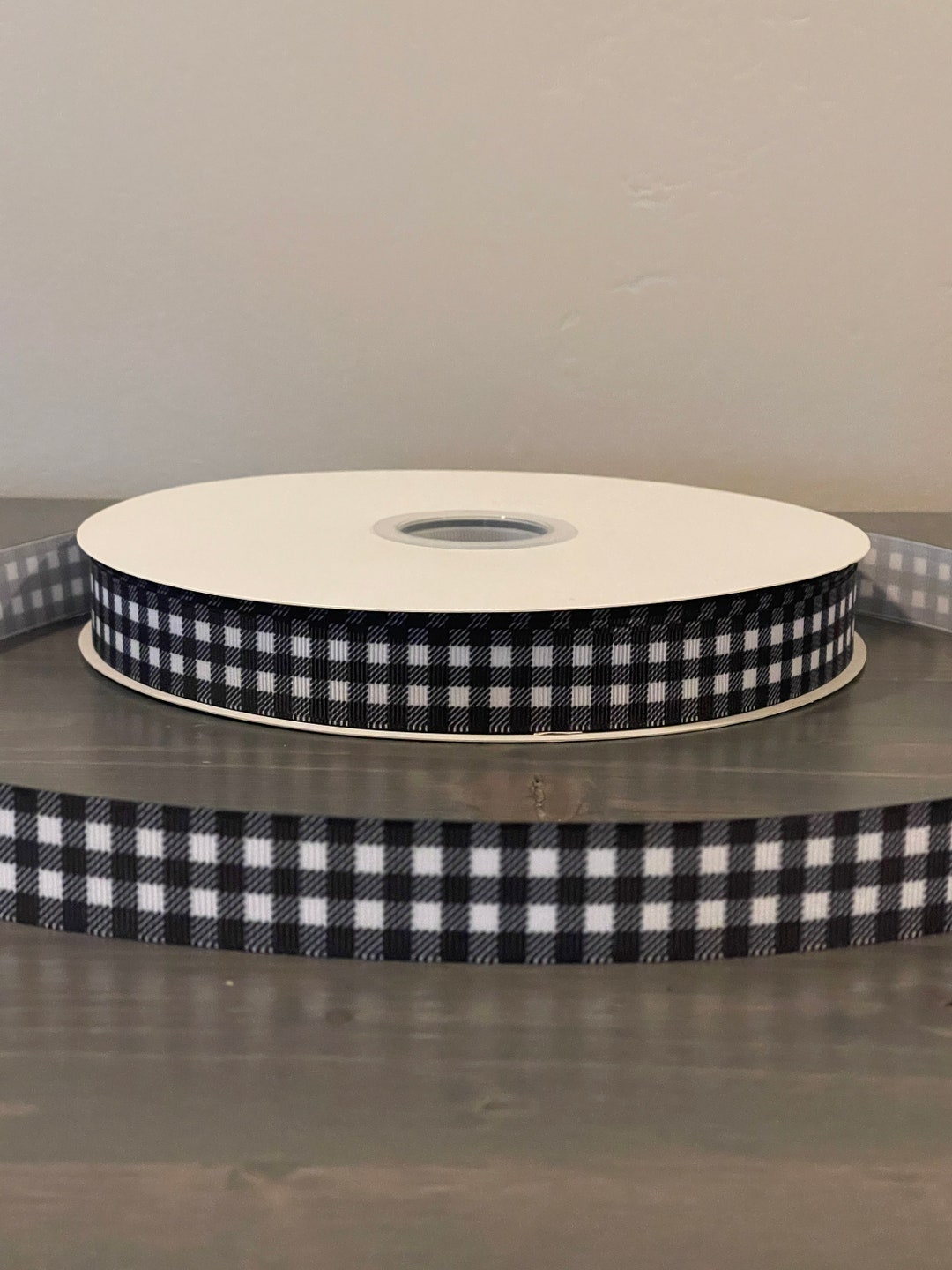 Gingham Black and White Ribbon, 7/8 Grosgrain Ribbon - Etsy