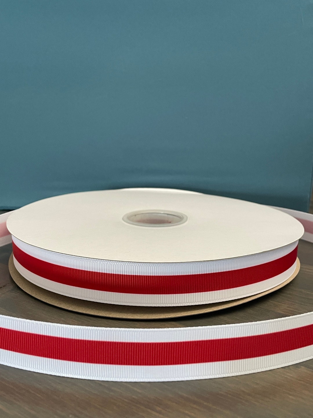 Red and White Print Ribbon, 7/8” Grosgrain Ribbon, School Colors Ribbon ...