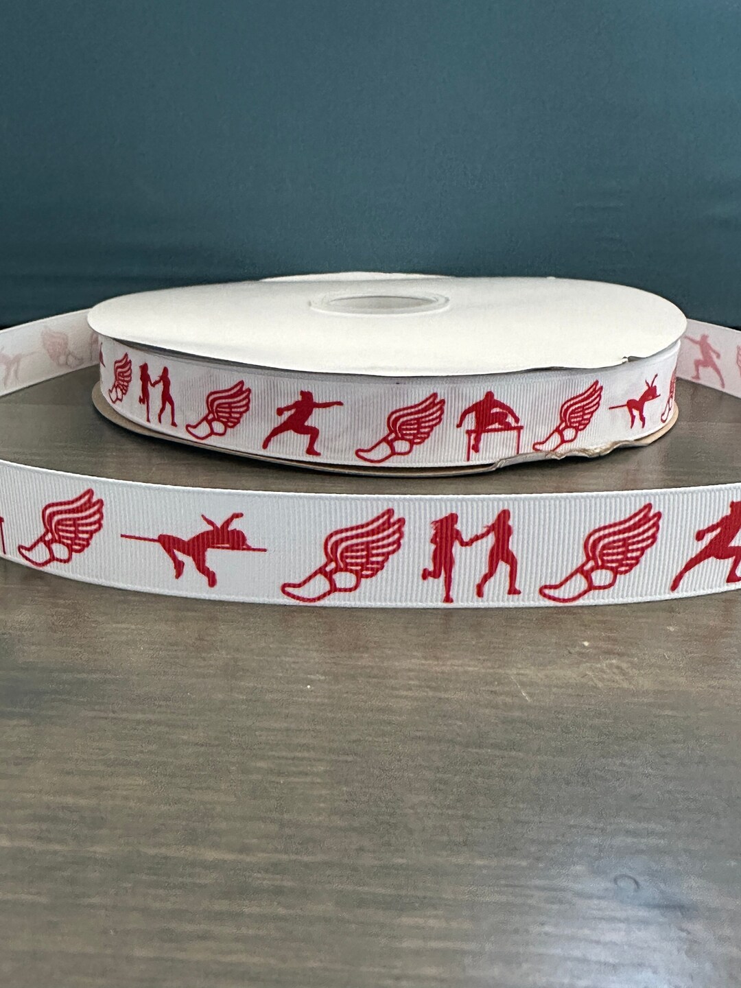 Track and Field Ribbon in Red, 7/8" Grosgrain Ribbon, Hurdler Ribbon ...