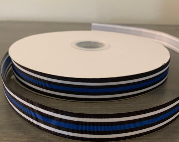 Thin Blue Line Ribbon, 7/8 Grosgrain Ribbon - Etsy