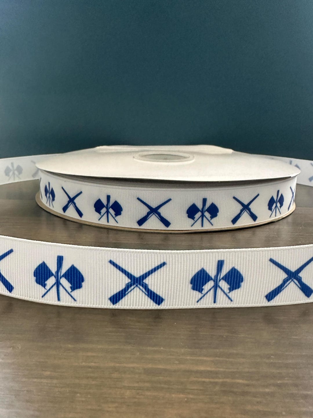 Rifle Color Guard Ribbon in Blue and White, 7/8" Grosgrain Ribbon ...
