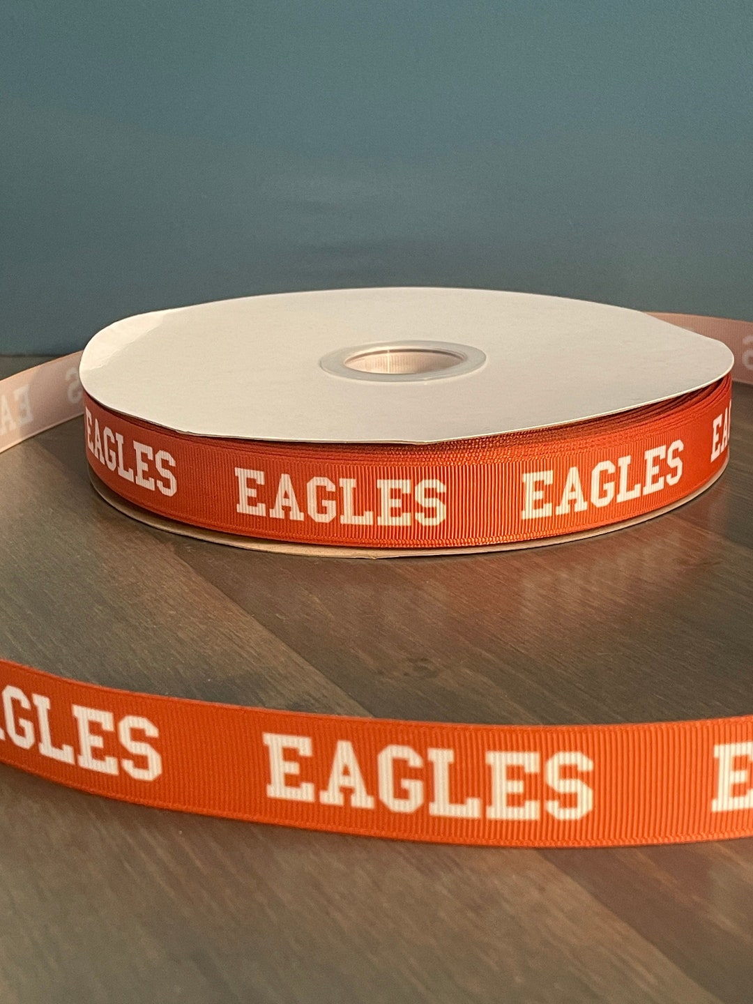 EAGLES Ribbon, Eagles 7/8" Grosgrain Ribbon in Burnt Orange and White ...