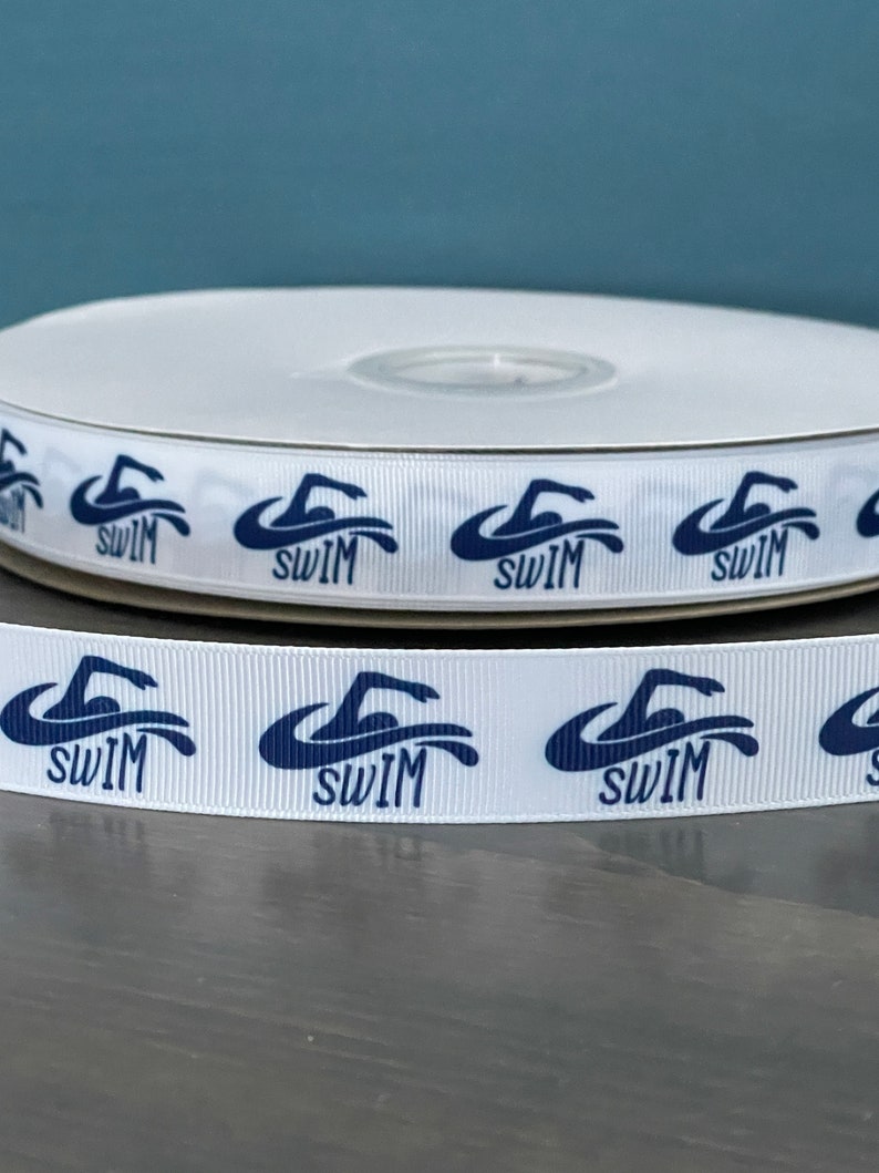Swim Ribbon in Navy Blue 7/8 Grosgrain Ribbon Gift for - Etsy