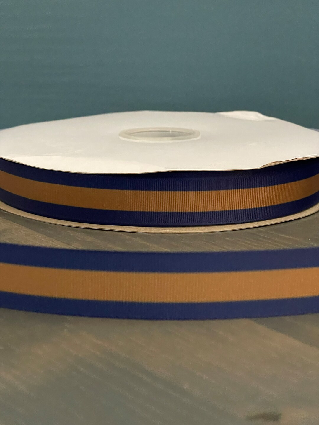 Navy Blue and Gold Ribbon, 7/8” Grosgrain Ribbon, School Colors Ribbon ...