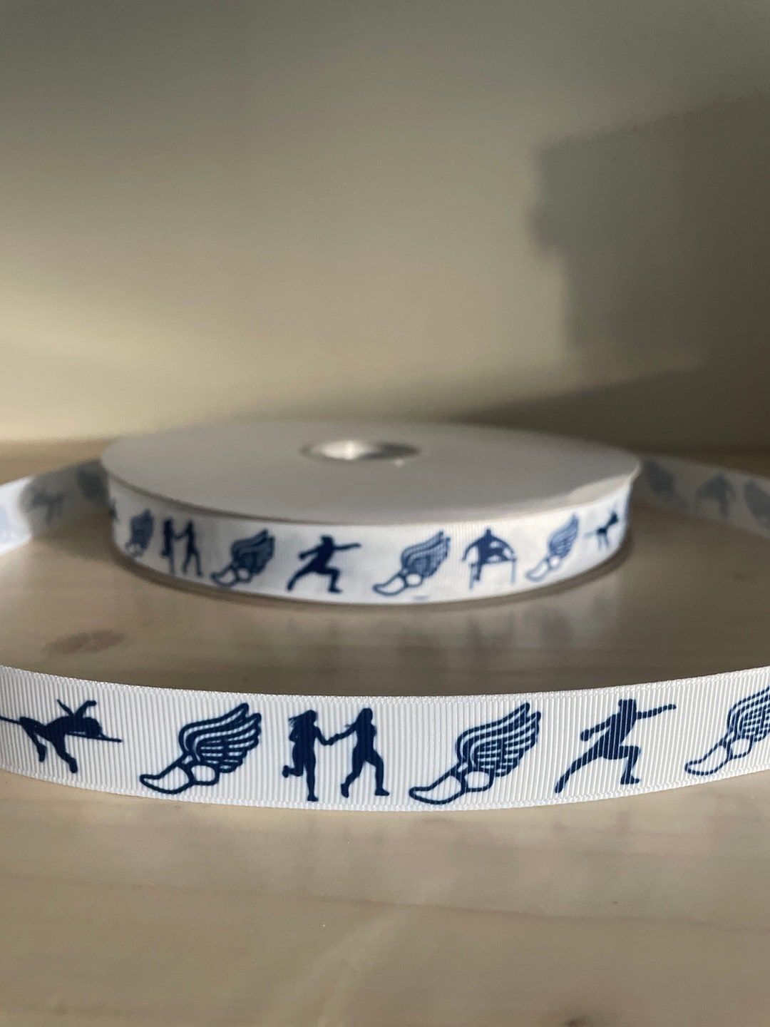 Track and Field Ribbon in Navy Blue, 7/8" Grosgrain Ribbon, Hurdler ...