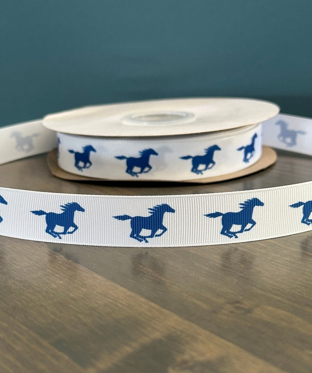 Blue Mustang Ribbon, 7/8" Grosgrain Ribbon, Mustangs Diy Craft Ribbon ...
