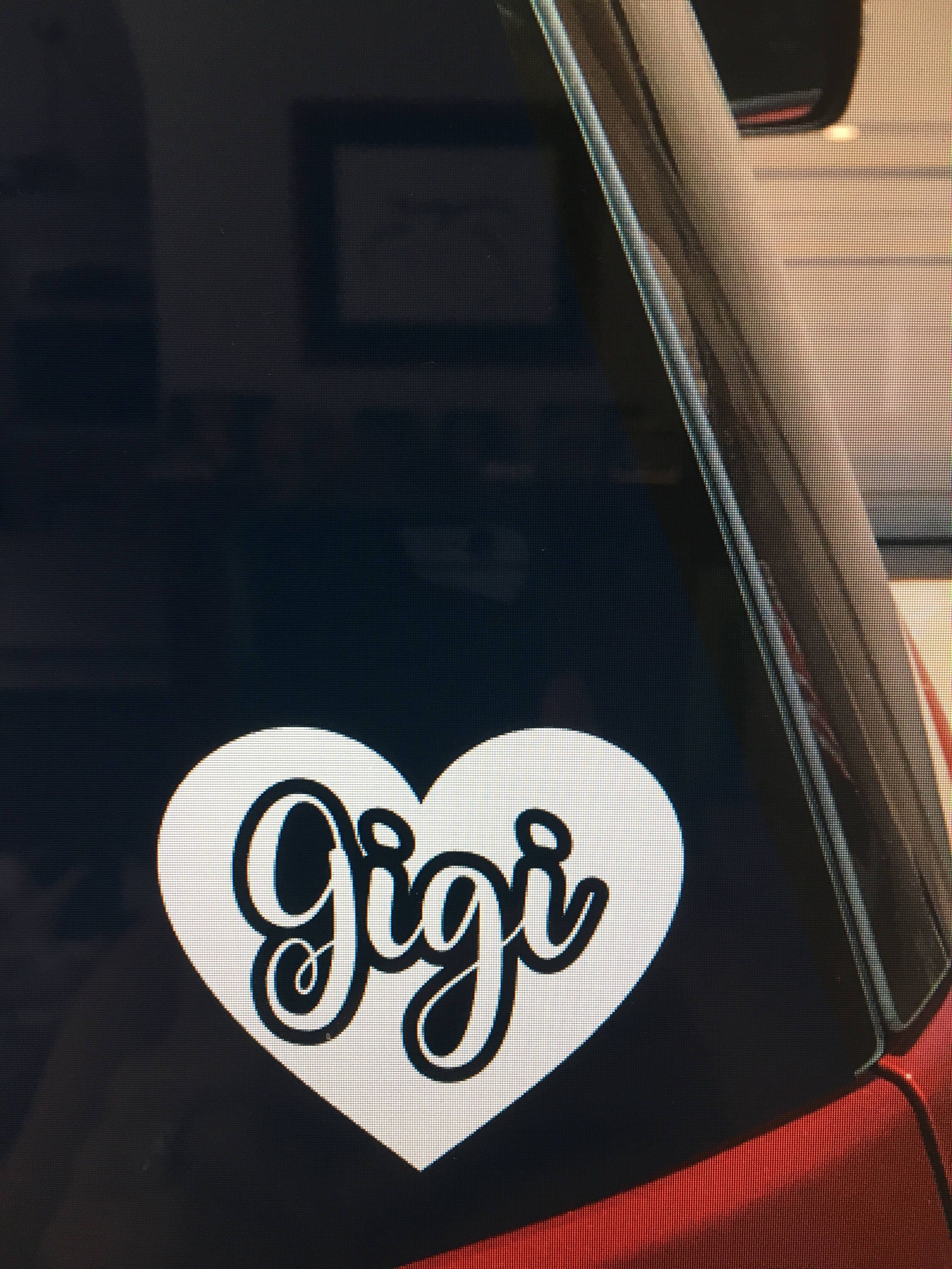 Gigi Vinyl Car Window Decal, Gigi Sticker, Grandparent Gift, I Love My ...