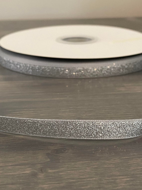 Silver Glitter Ribbon 3/8 Silver Glitter Ribbon - Etsy