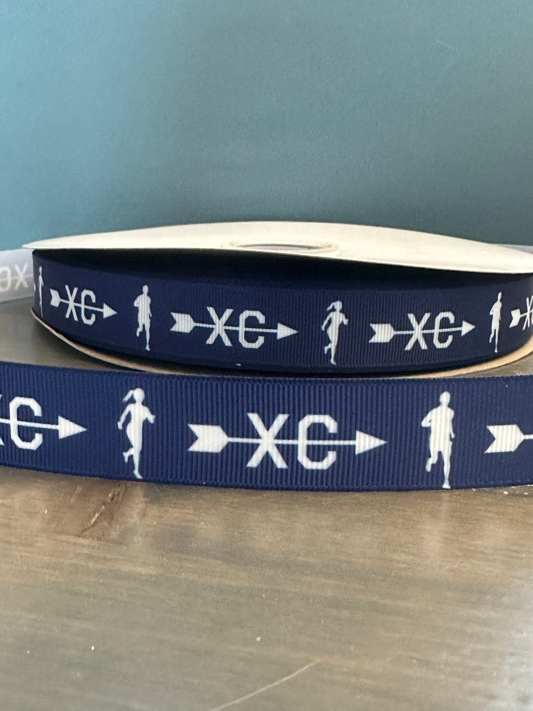 XC Boy and Girl Ribbon - Cross Country Ribbon in Navy and White, 7/8 ...