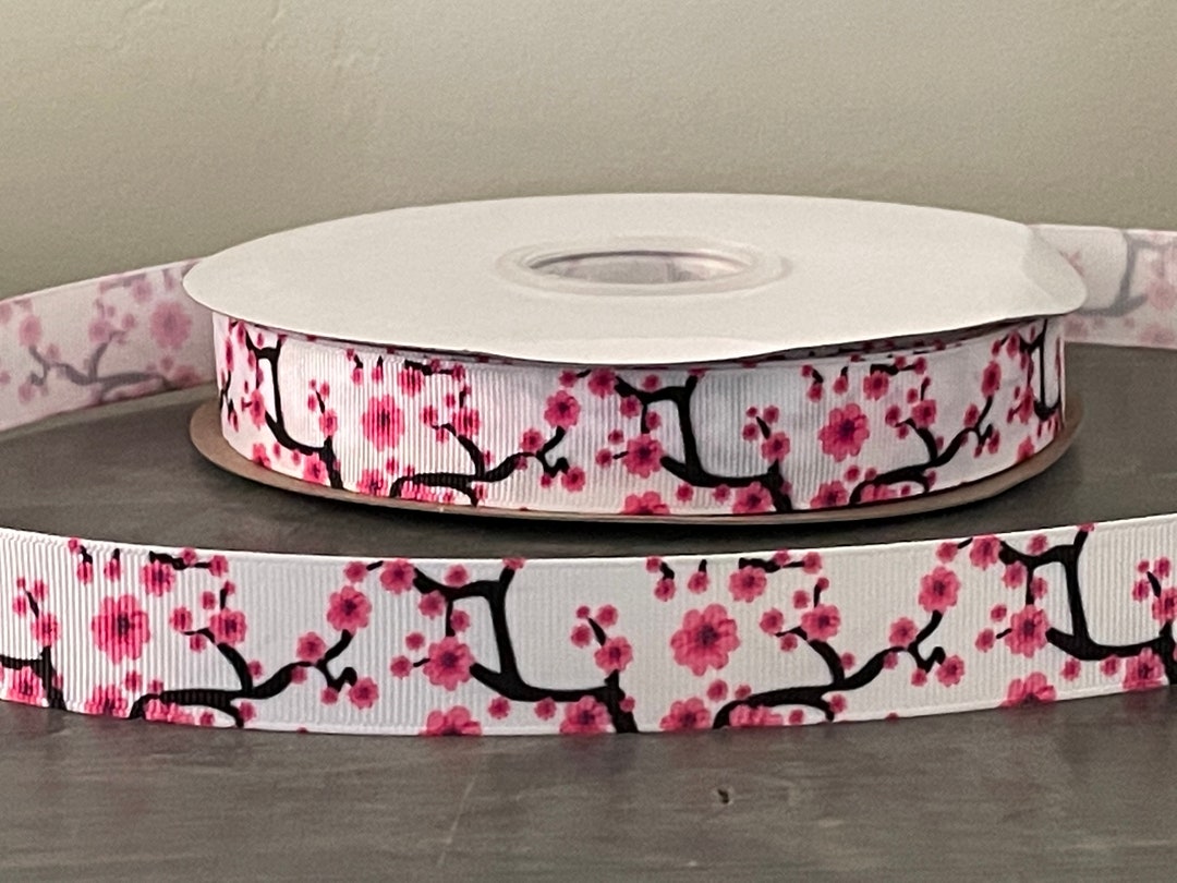 Cherry Blossom Ribbon, 7/8" Grosgrain Ribbon - Etsy