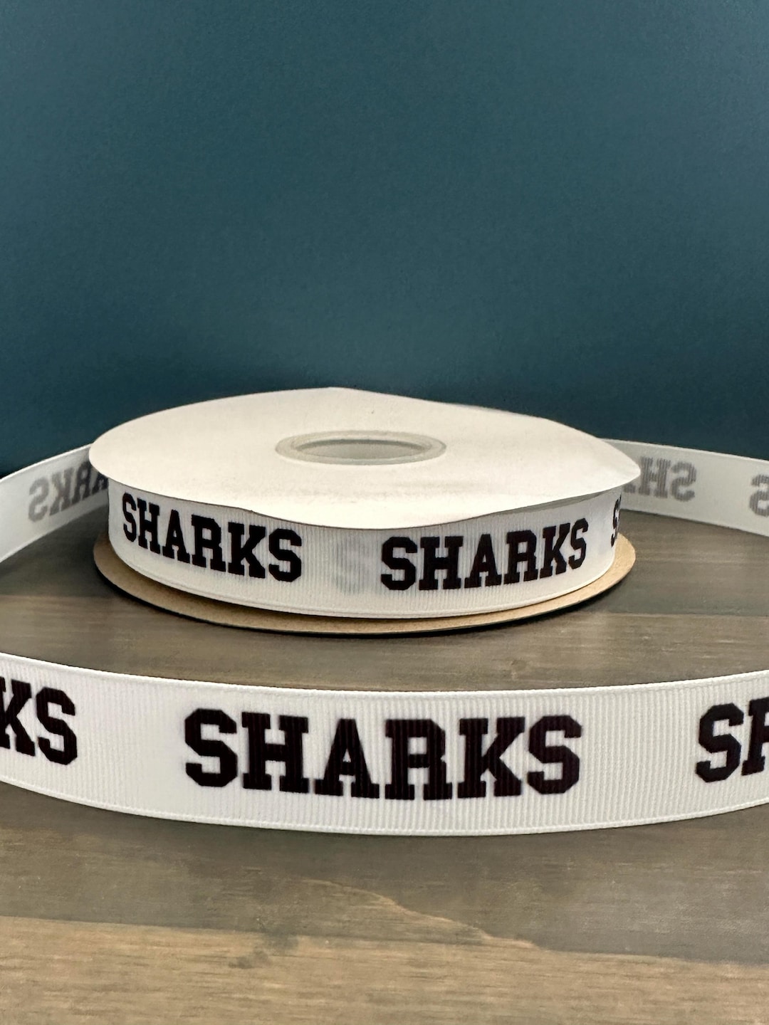 Sharks Ribbon, 7/8” Grosgrain Ribbon, School Mascot Ribbon, Sharks ...