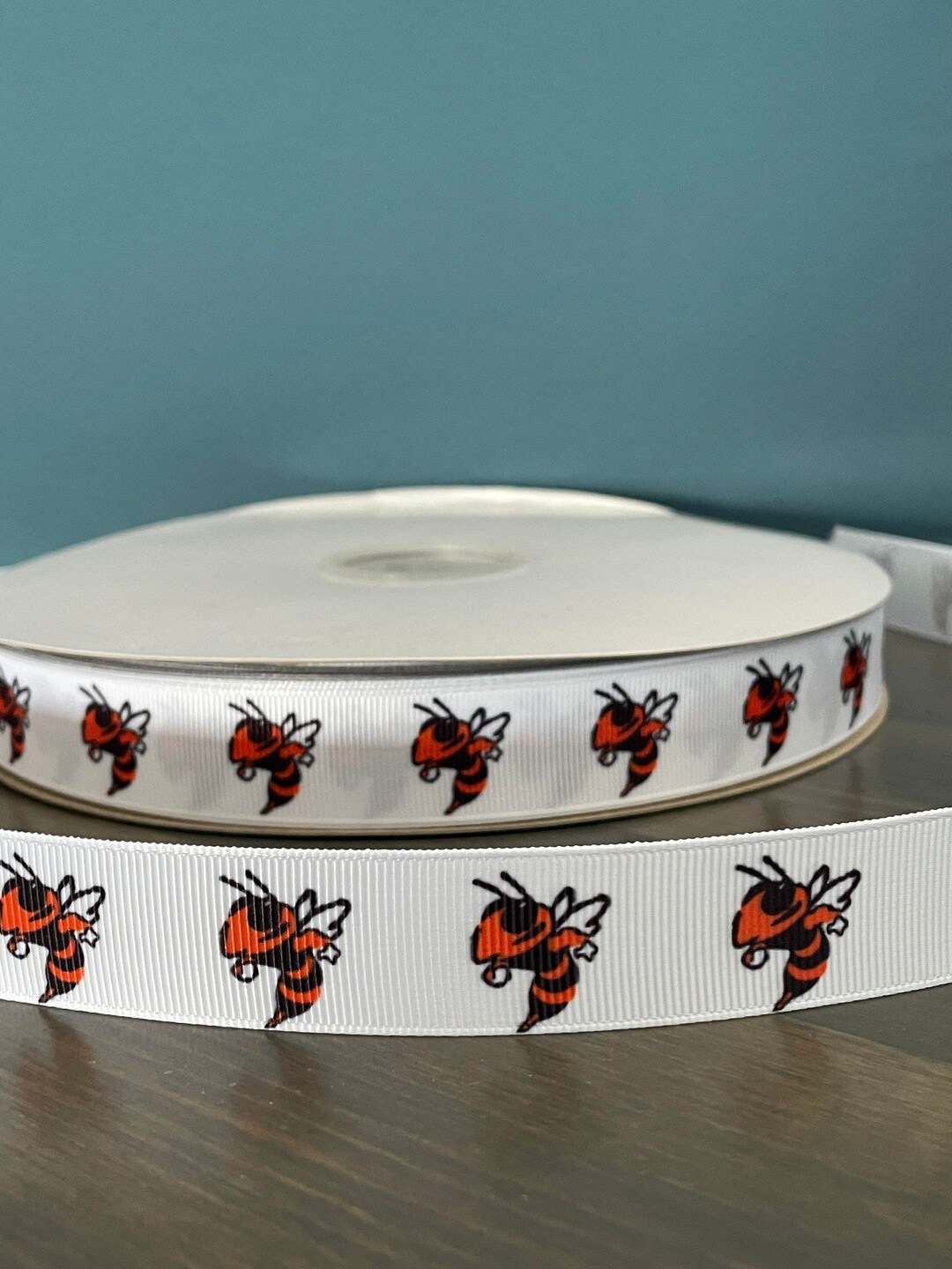 Bumblebee Print Ribbon, 7/8” Grosgrain Ribbon, School Mascot Ribbon ...