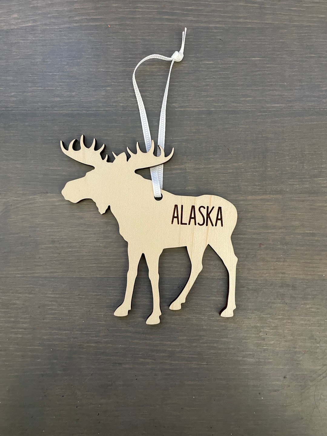 Alaska Moose Ornament, Moose Ornament With Alaska Engraved on It ...