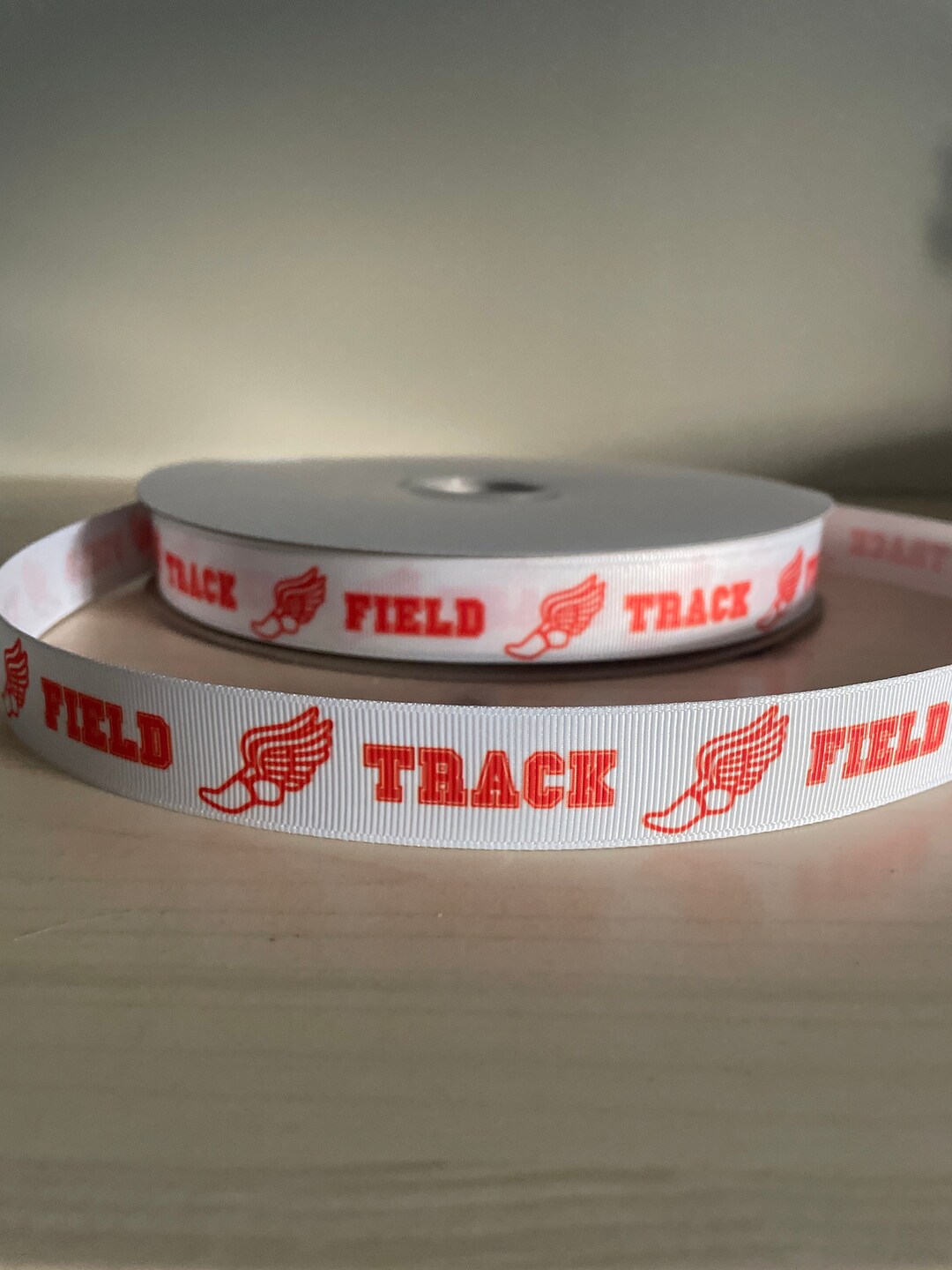 Track and Field Ribbon in Orange, 7/8" Grosgrain Ribbon, Orange Track ...