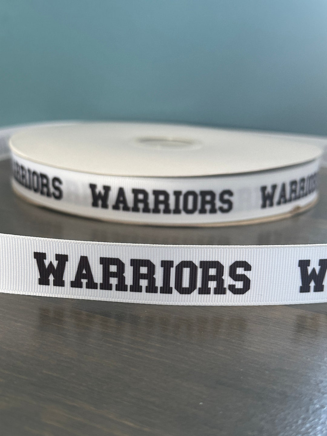 Warriors Ribbon in Black and White, 7/8" Grosgrain Ribbon, Warriors ...