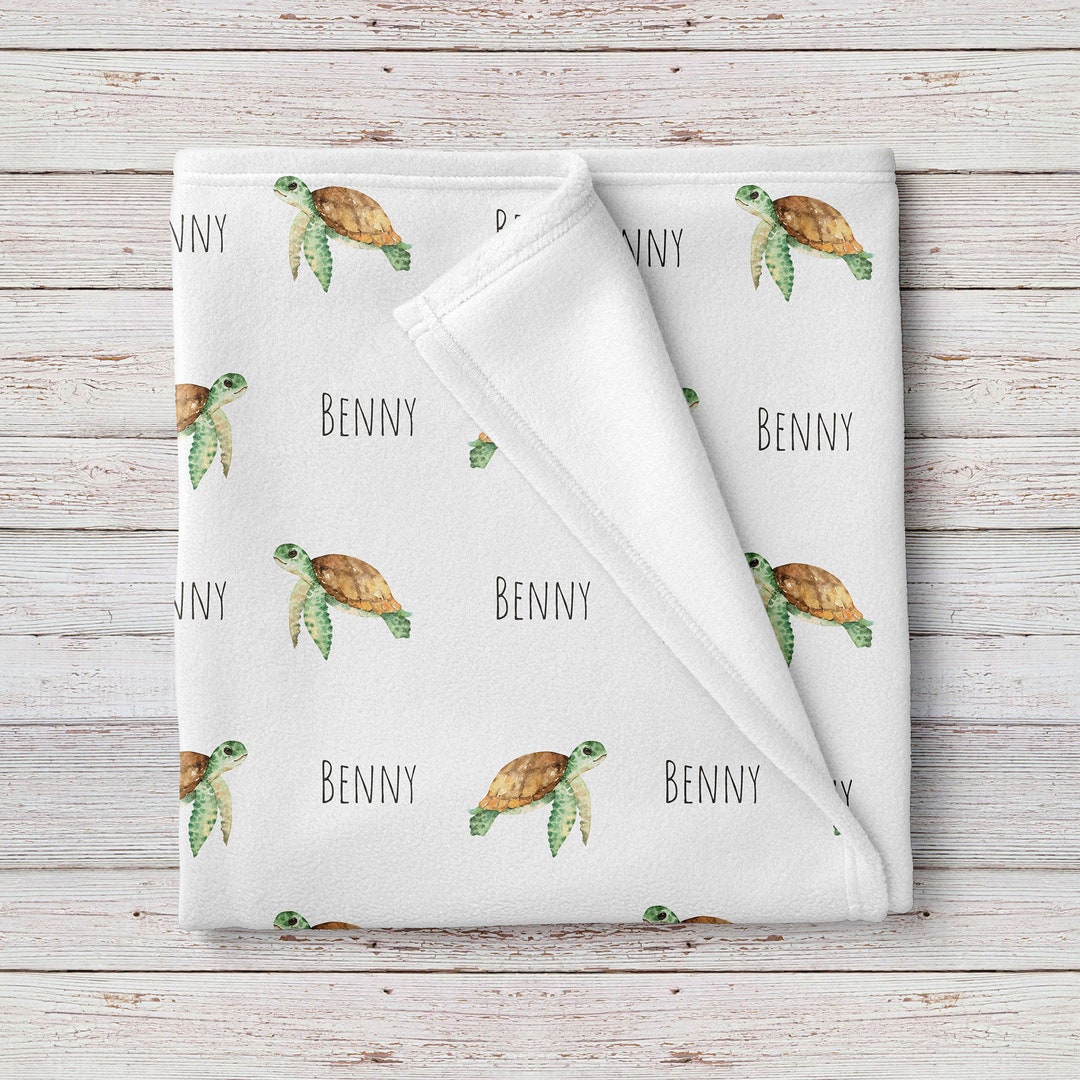 Unisex Personalized Turtles Baby Blanket, Custom Name Baby Shower Gift ...