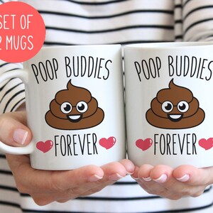 Poop Buddies Best Friends Forever Mugs, Poop Emoji, Funny Friend Gift ...