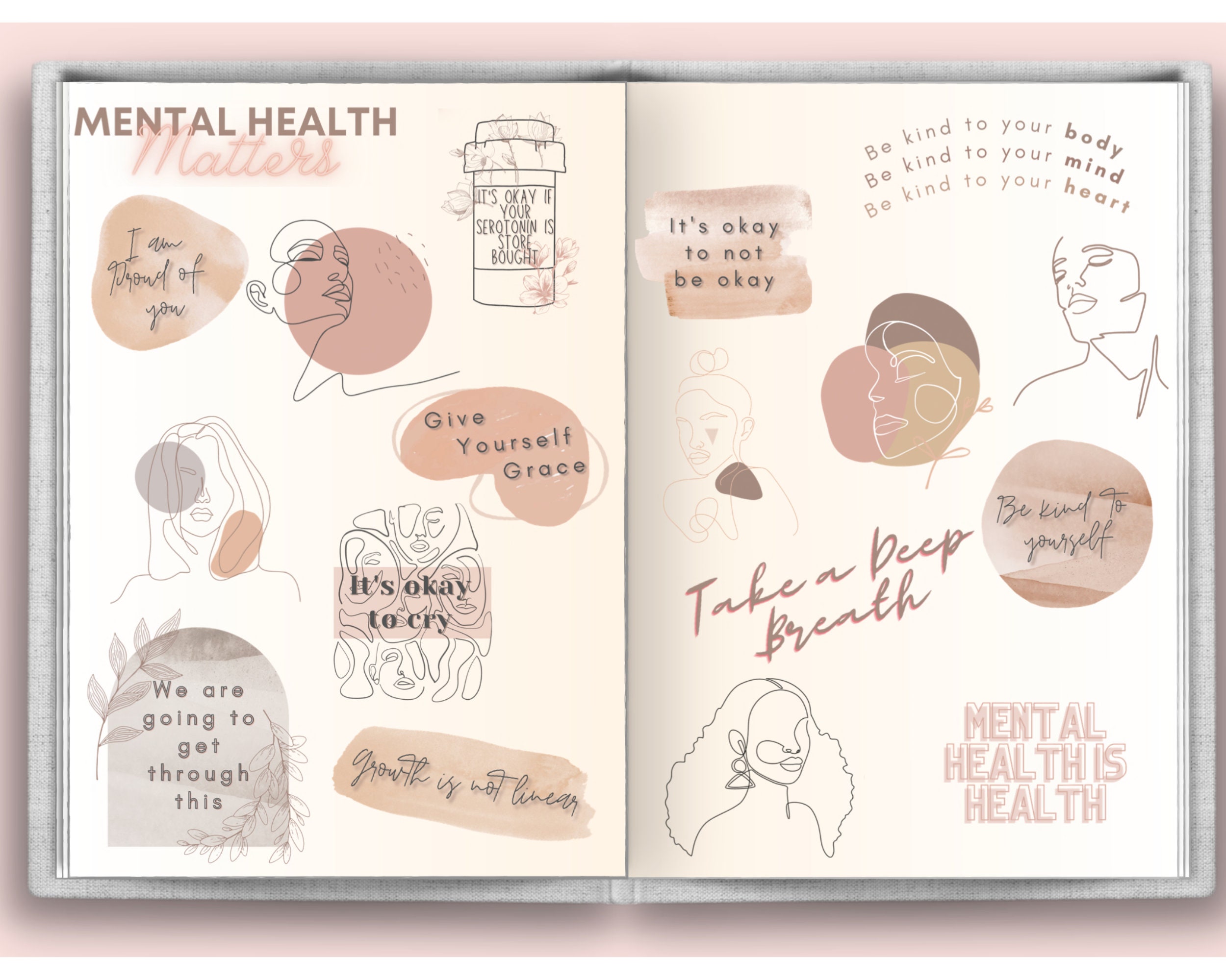 Mental Health Digital Stickers Pre-Cropped Goodnotes File | Etsy