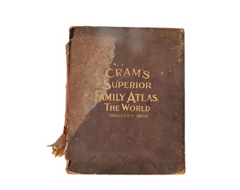 Antique World Atlas Book - Etsy