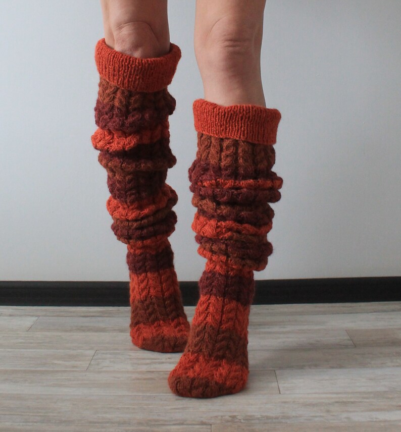 Thigh High Socks Alpaca Socks Slouch Socks Hand Knit Wool - Etsy
